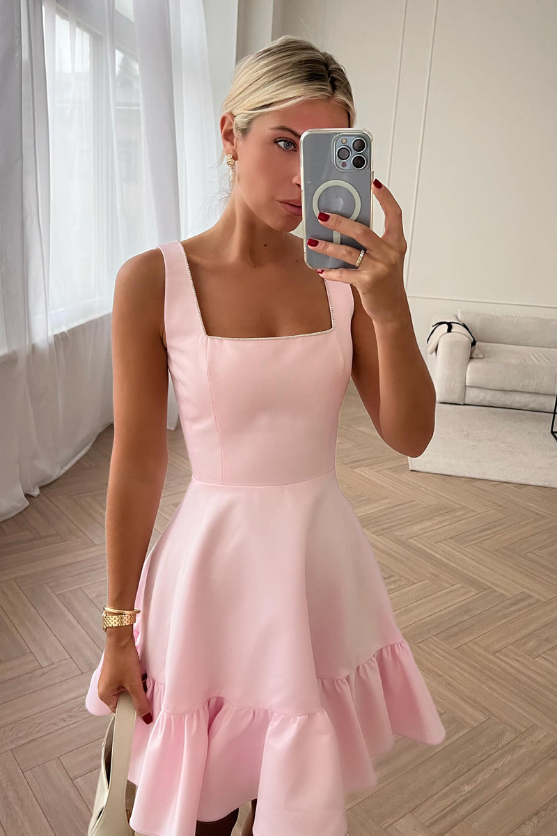 Bottom Flounced Strap Mini Dress – POST MERIDIEM